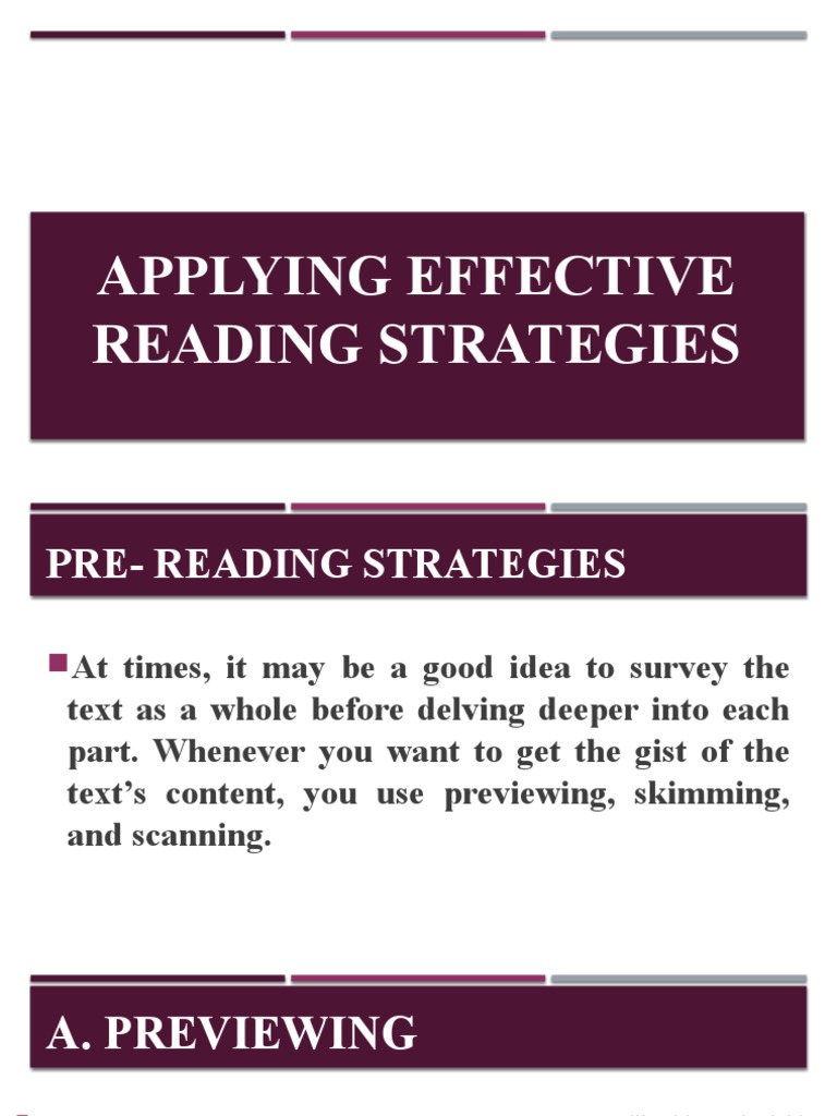 Maximizing Comprehension through Effective Reading Strategies: Previewing, Skimming, Scanning ...