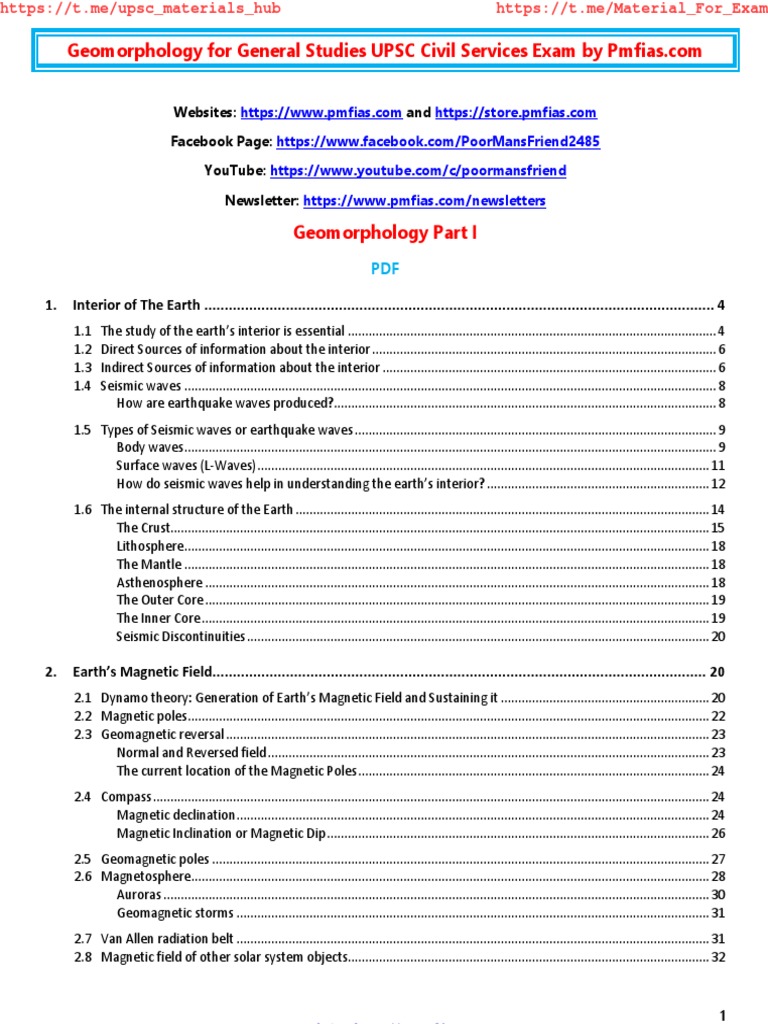Geomorphology Study Guide for UPSC | PDF | Earth Sciences | Plate Tectonics
