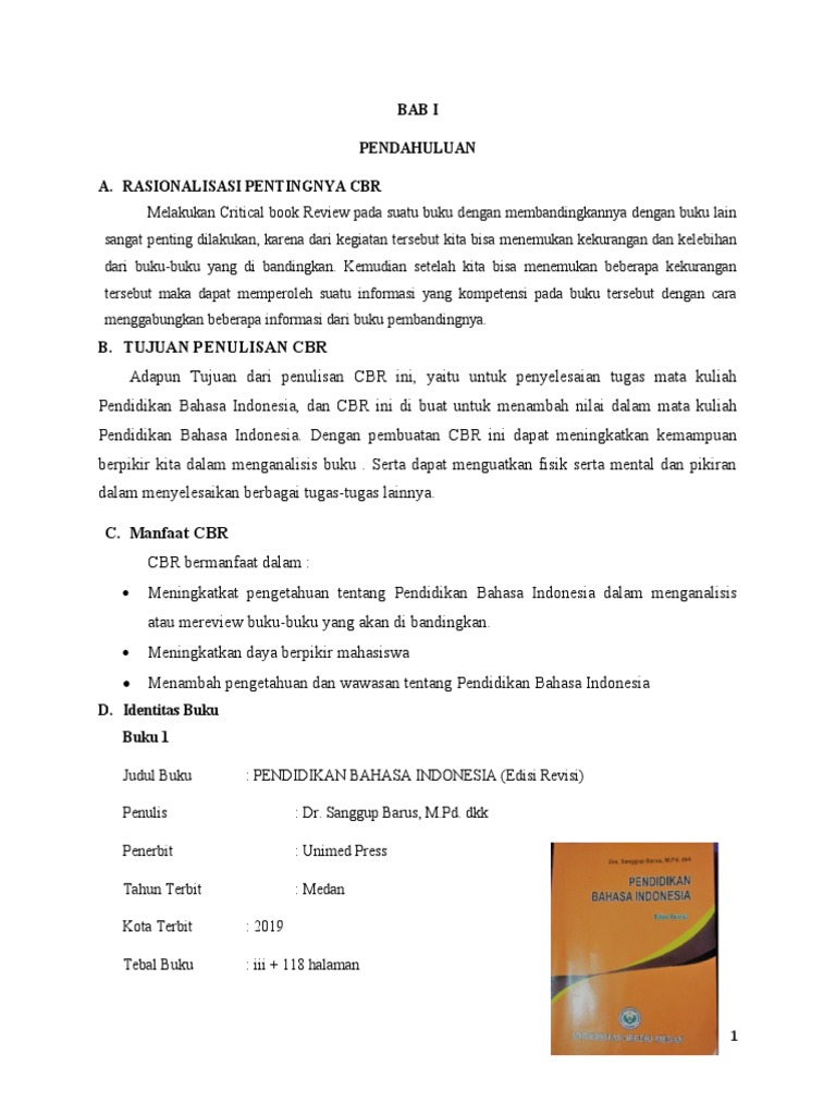 Tujuan Penulisan CBR: Bab I Pendahuluan A. Rasionalisasi Pentingnya CBR | PDF