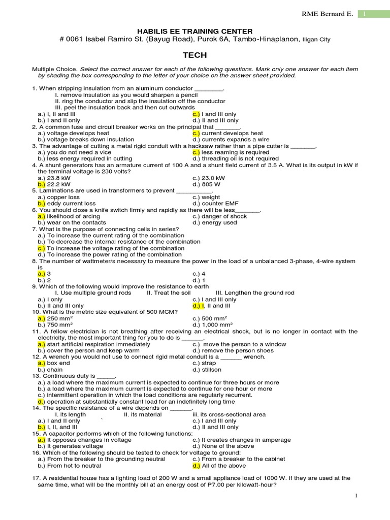 TECHNICAL RME Reviewer 1-1 | PDF | Electric Motor | Electromagnetic ...