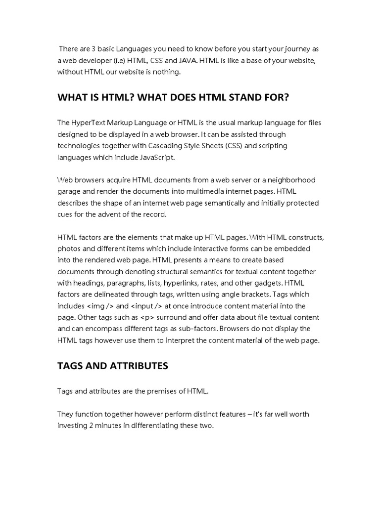 Introduction To Html Pdf Html Html Element