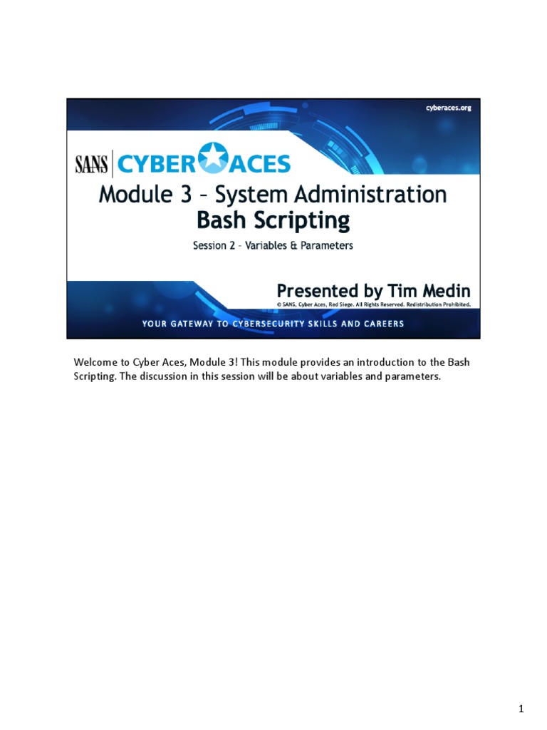 CyberAces Module3-Bash 2 Variables | PDF | Command Line Interface | Shell (Computing)