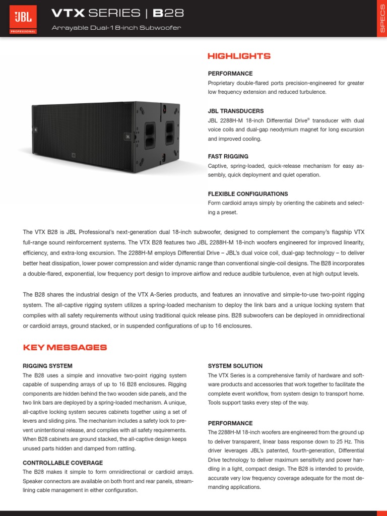 VTX B28 Spec Sheet 5123534-00C | PDF | Microphone | Loudspeaker