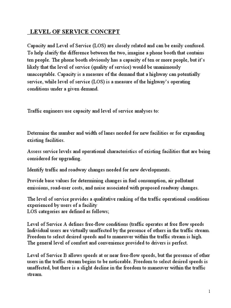 Level of Service Concept | PDF | Lane | Traffic