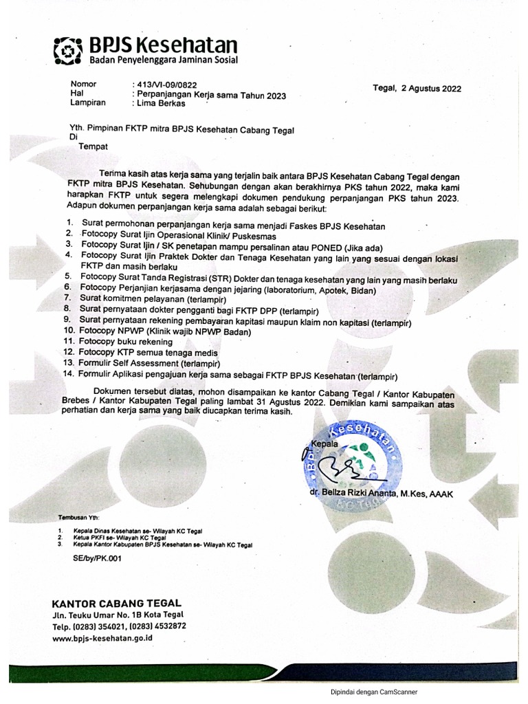 Surat Rekredensialing FKTP 2023 | PDF