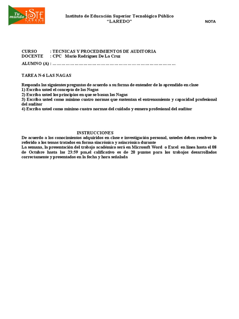 Tarea N-6 Las Nacas | PDF
