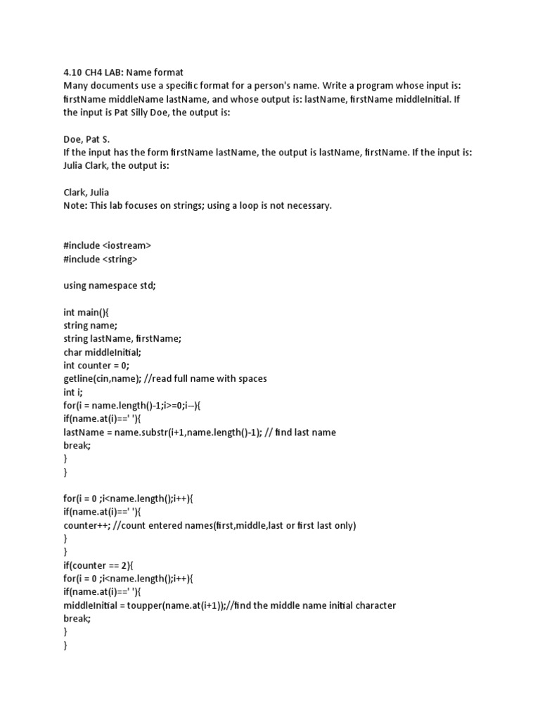 4.10 CH4 LAB - Name Format | PDF