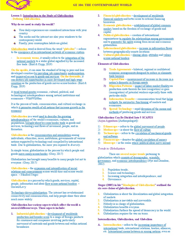 GE 104 Midterm Reviewer - The Contemporary World | PDF | Asia Pacific ...