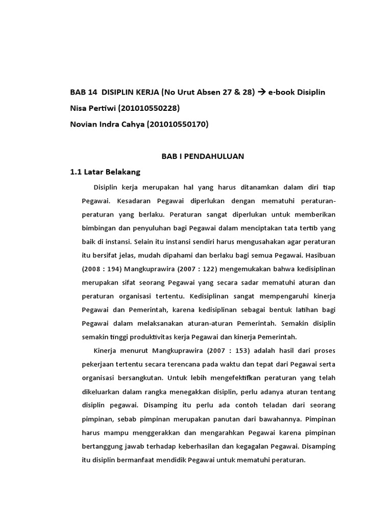 Tugas MSDM Bab 14 Disiplin Kerja Absen 27 & 28 | PDF | Karier & Perkembangan | Pengembangan Diri
