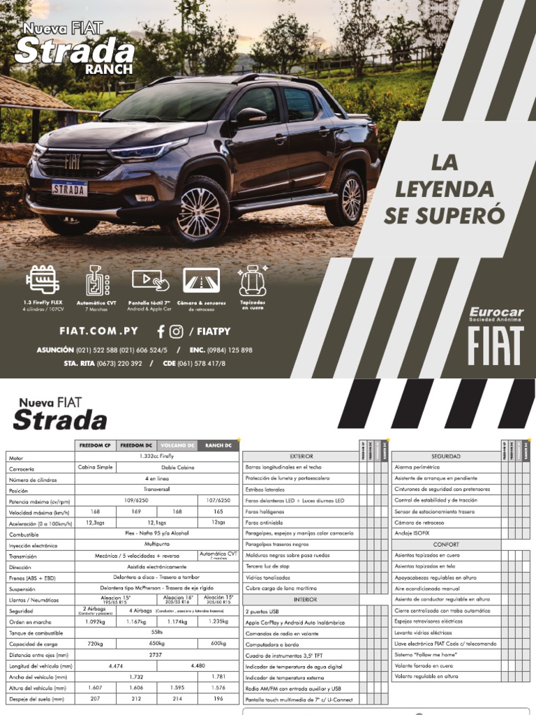 Ficha Tecnica Nueva FIAT Strada 2023 | PDF