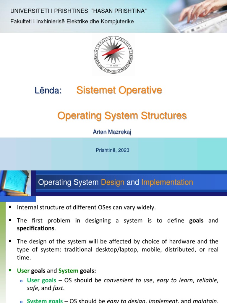 Sistemet Operative Operating System Structures: Lënda | PDF | Kernel (Operating System ...