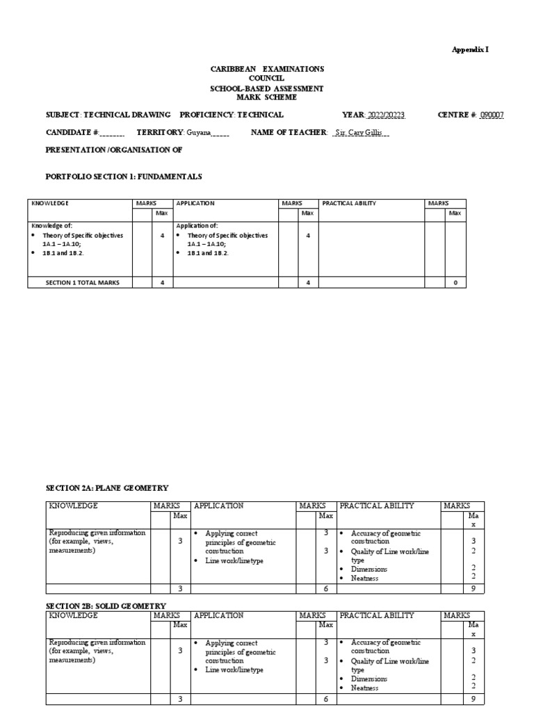 Csec Techdraw Mark Scheme | PDF | Geometry | Technical Drawing