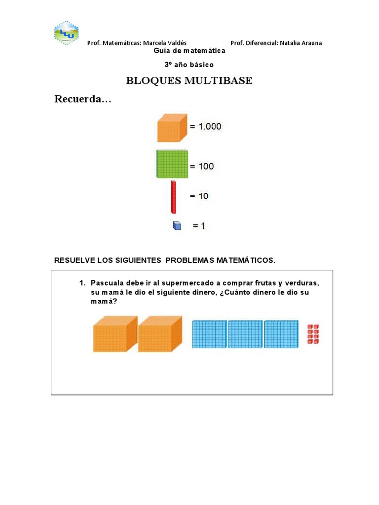Guia Numeracion 3º B BLOQUES MULTIBASE | PDF