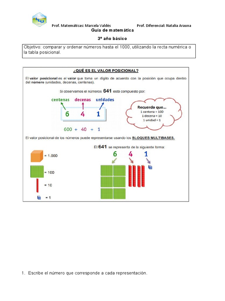 Guia Unidad Decena Centena | PDF
