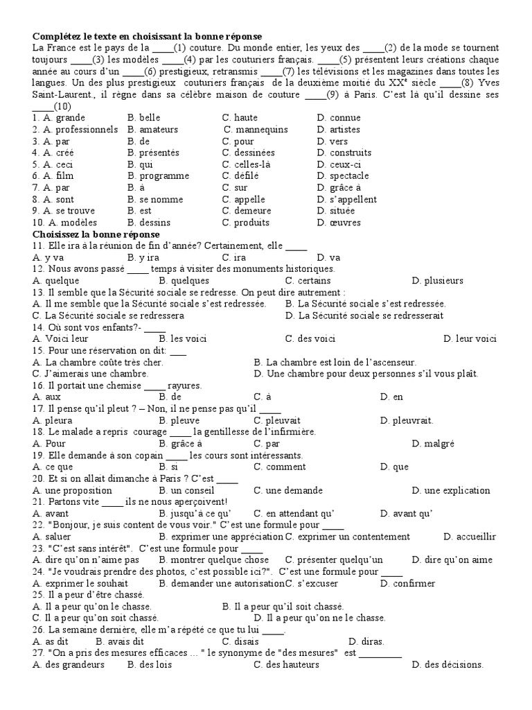 Complétez le texte en français | PDF | Chômage