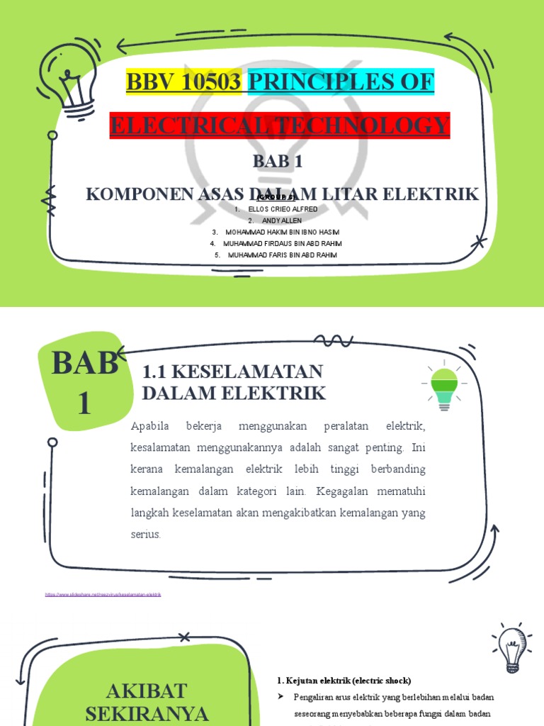 Bab 1 - Komponen Asas Litar Elektrik (Group 6) | PDF