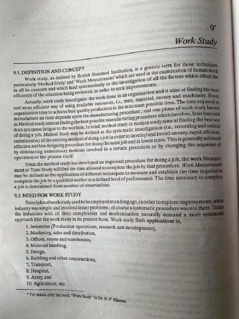 Introduction To Work Study and Work Measurement | PDF