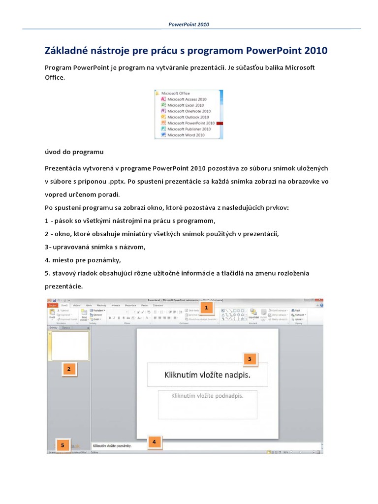 Základné Nástroje Pre Prácu S Programom Powerpoint 2010: Úvod Do ...