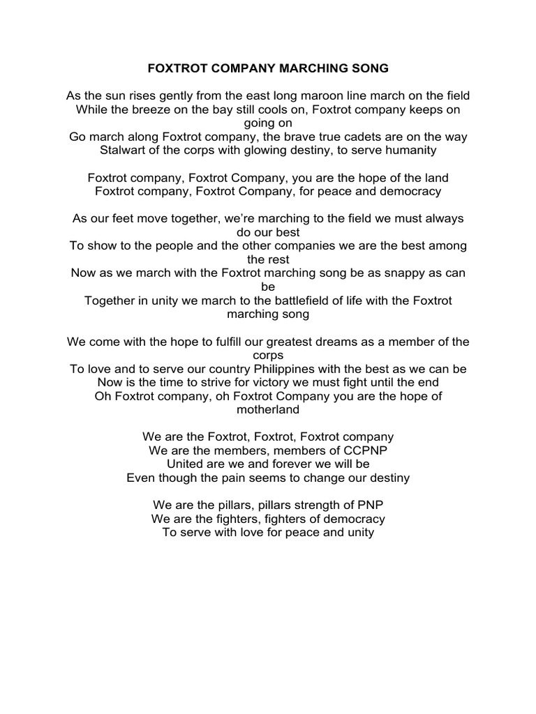 Foxtrot Company Marching Song | PDF