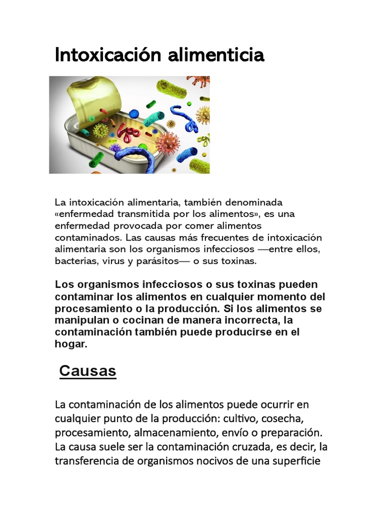 Intoxicación Alimenticia: Causas | PDF