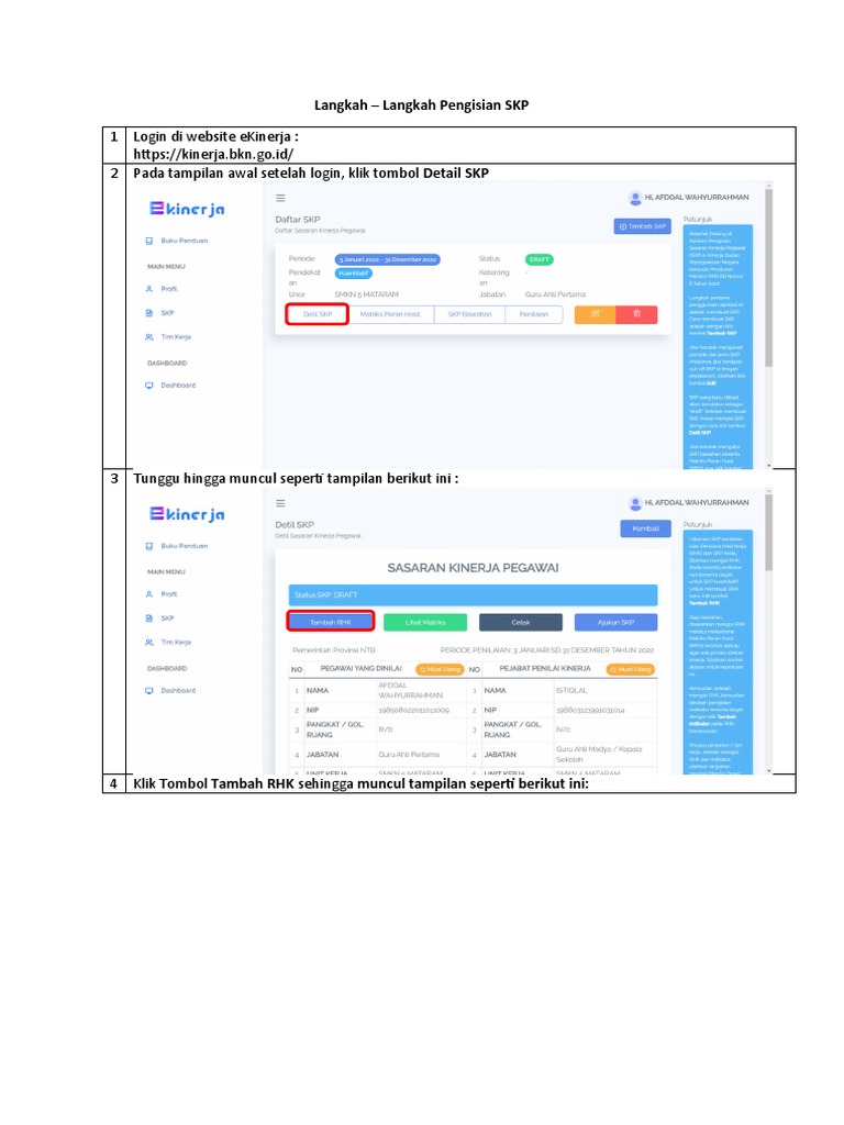 Panduan Isi Ekinerja | PDF