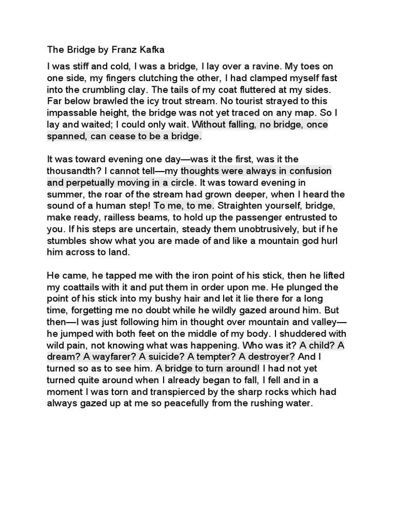 The Bridge by Franz Kafka | PDF