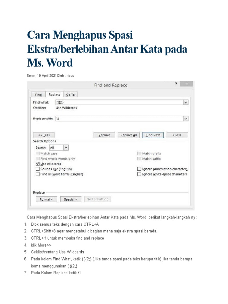 Cara Menghapus Spasi Ekstra | PDF