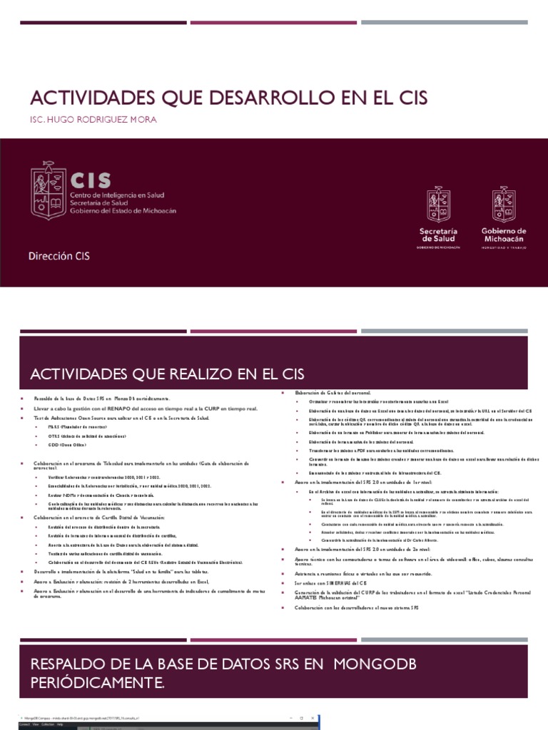 Actividades Que Desarrollo en El CIS | PDF