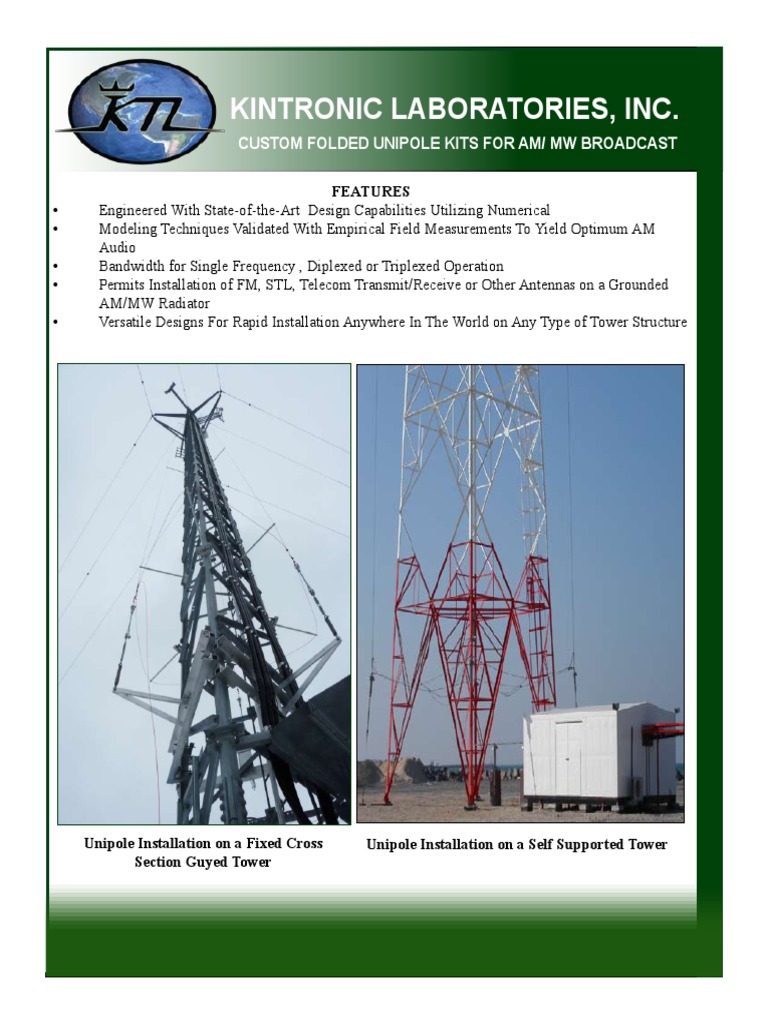 Folded Unipole Kits For AM MW Broadcast | PDF | Electronic Engineering ...