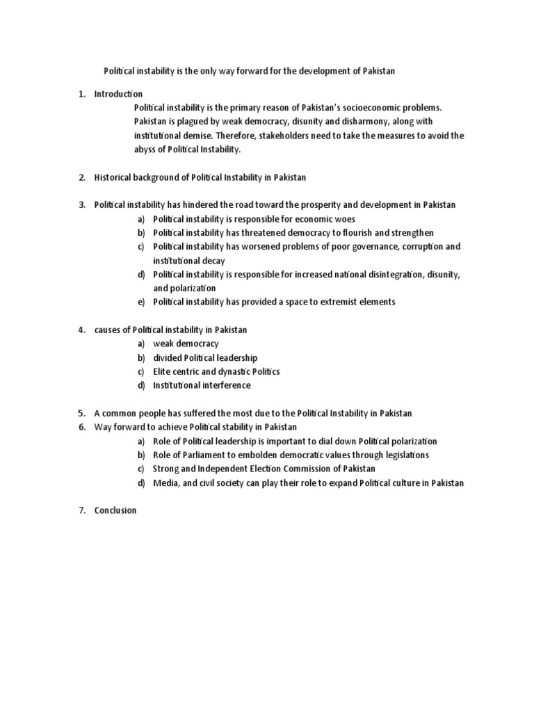 Political Instability in Pakistan: Causes and Solutions | PDF