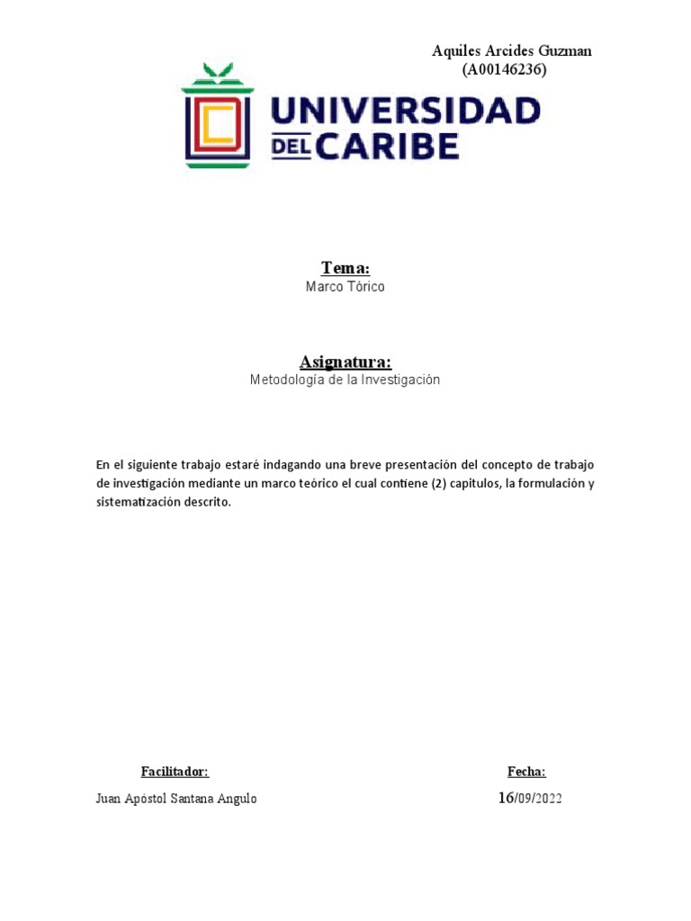 Arcides Vguzman Aquiles - Actividad 3. Entregable. Marco Teórico | PDF ...