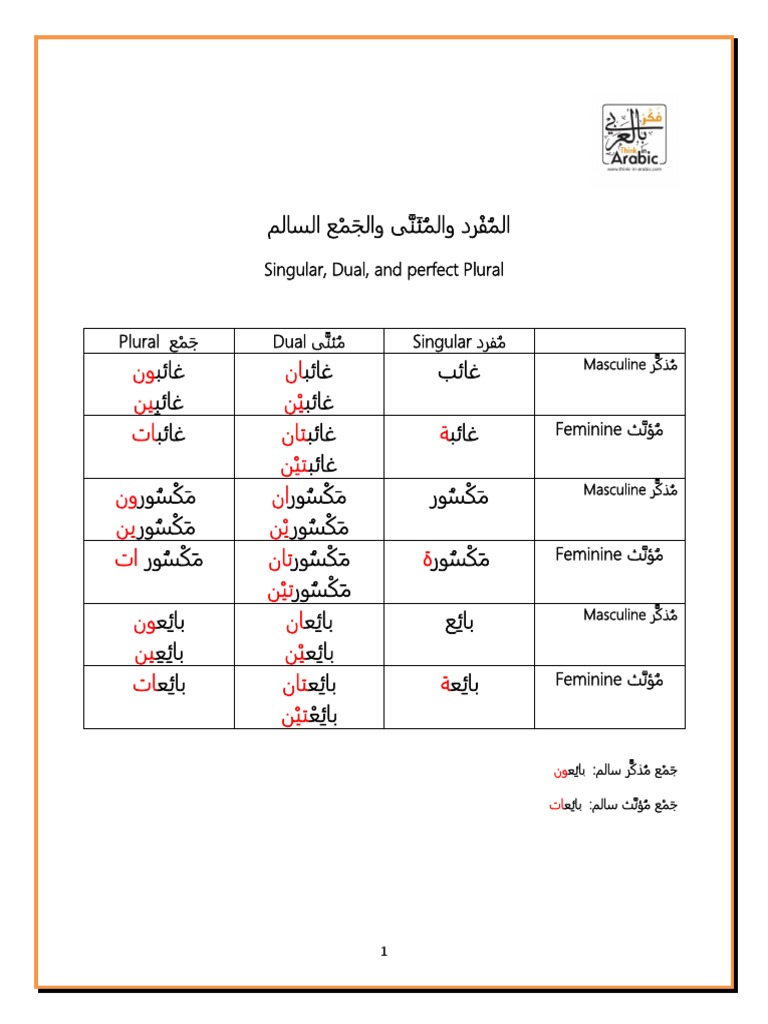 Singular, Dual, and Plural | PDF
