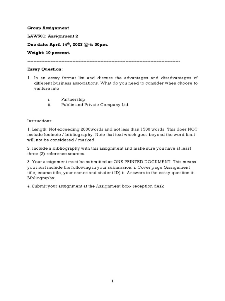 LAW 501 Assignment 2 | PDF