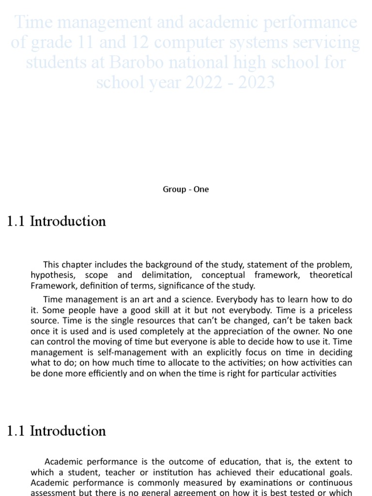 Time Management's Impact on Academic Success | PDF | Self Efficacy ...