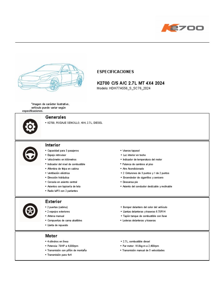 Ficha Tecnica 2700 | PDF | Tracción en las cuatro ruedas | Transmisión manual