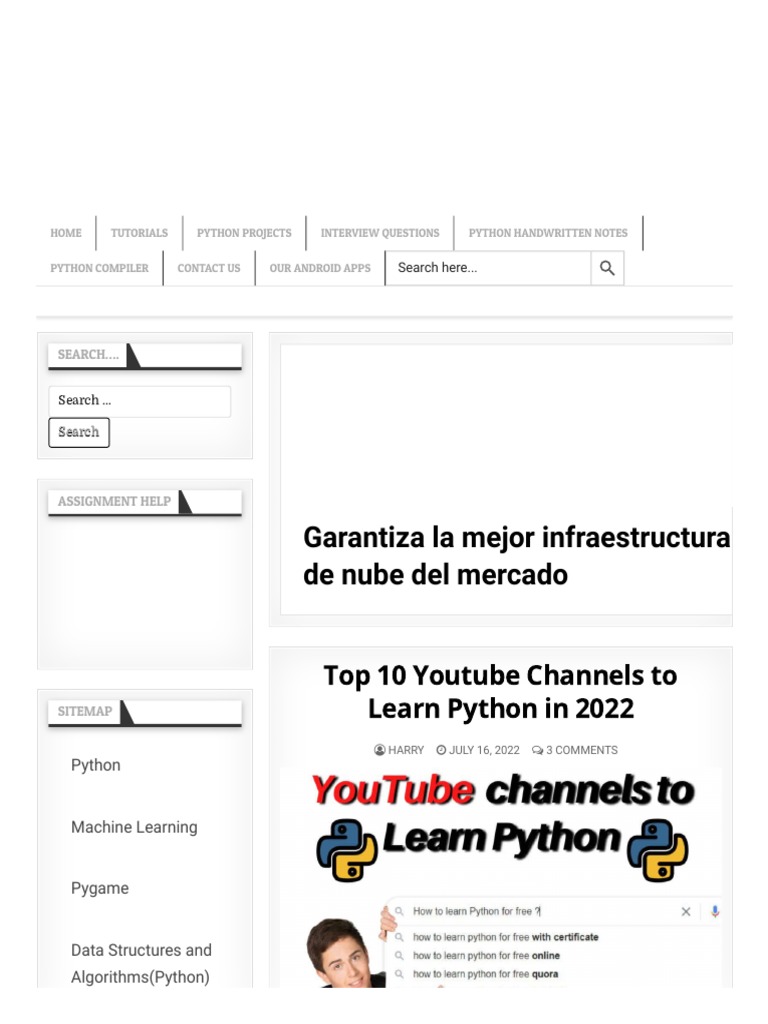 Top 10 Youtube Channels To Learn Python in 2023 | PDF | Computer ...