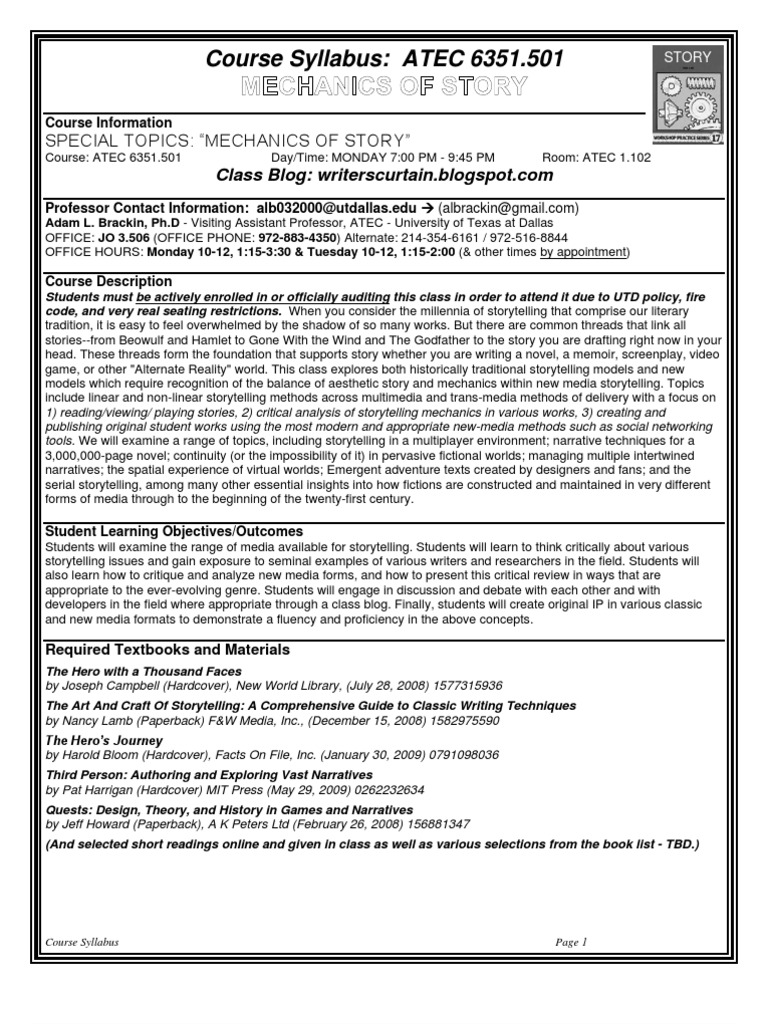 UT Dallas Syllabus For Atec6351.501.11f Taught by Adam Brackin ...