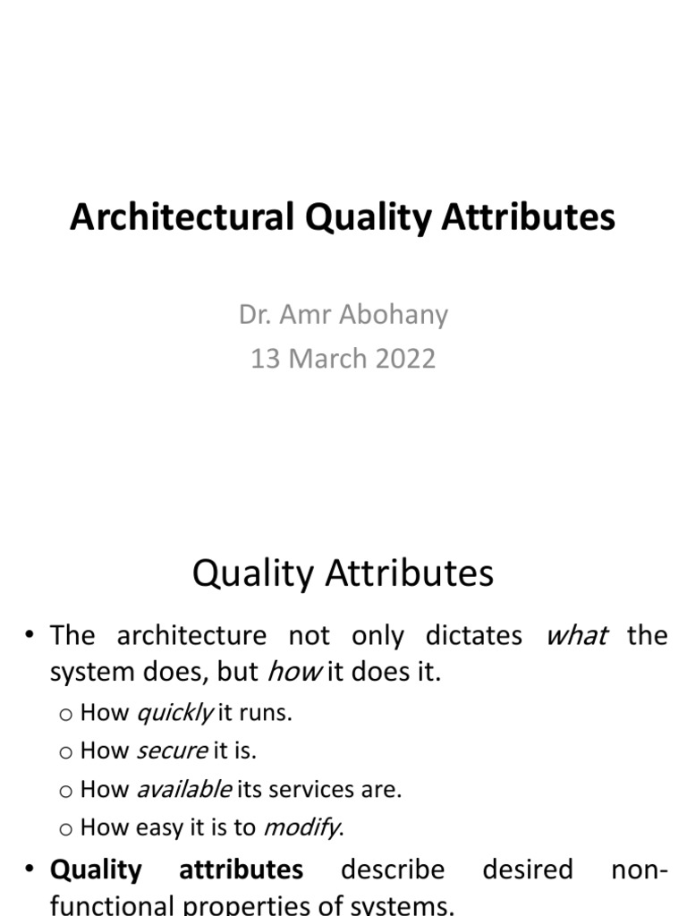Key Architectural Quality Attributes | PDF | Reliability Engineering ...