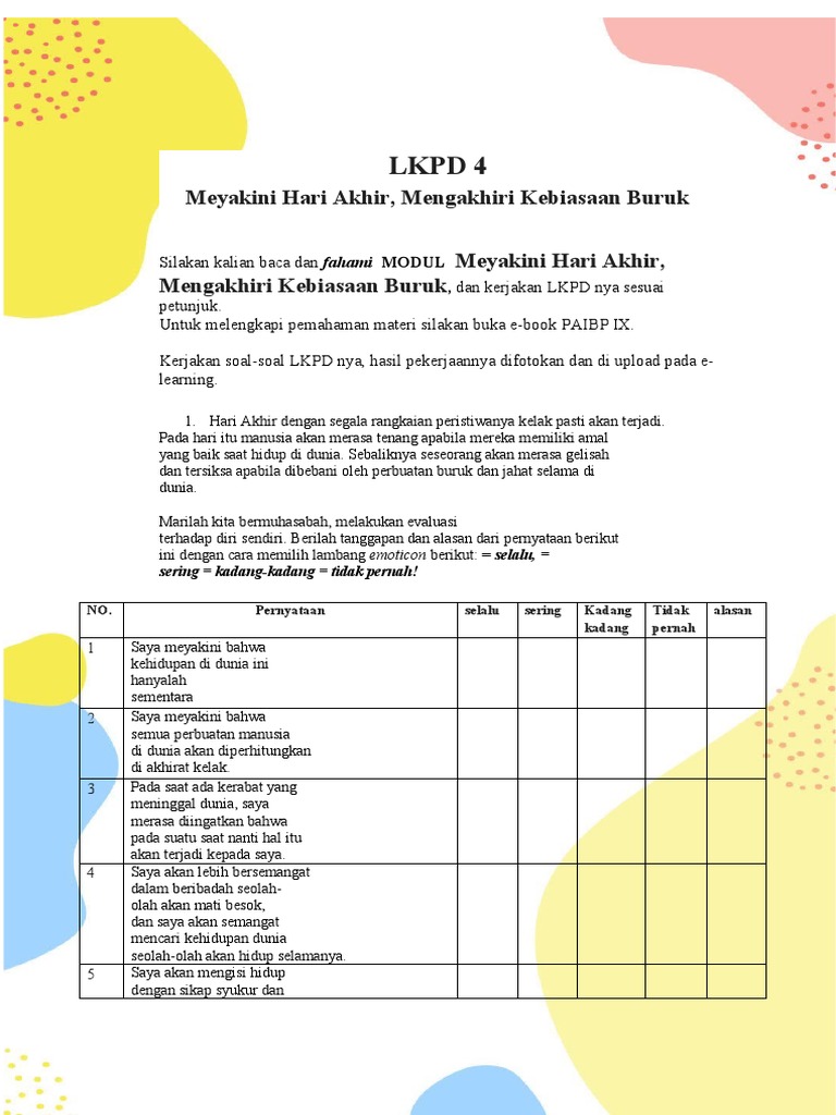 LKPD 4 Beriman Kepada Hari Akhir | PDF