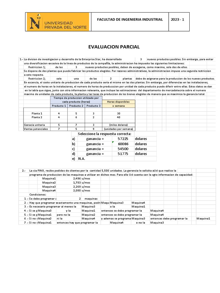 Evaluacion Parcial: Rpta C | PDF