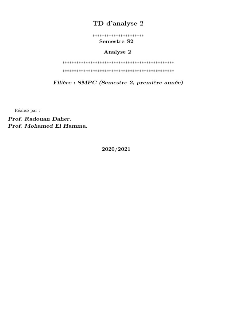 TD Analyse 2 | PDF