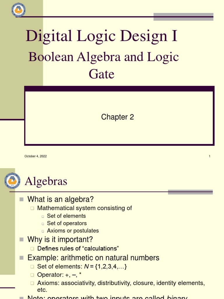 Lecture 4b-Chapter - 2 - Boolean Algebra | PDF | Axiom | Boolean Algebra Lecture 4b-Chapter - 2 - Boolean Algebra | PDF | Axiom | Boolean Algebra