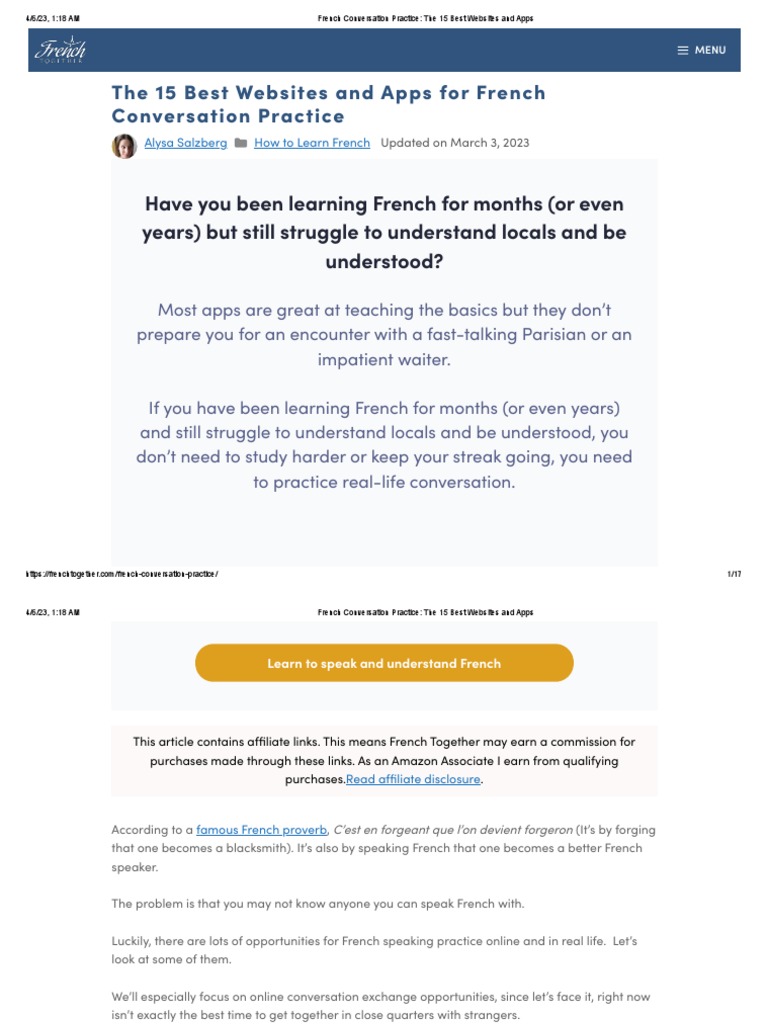 The 15 Best Websites and Apps For French Conversation Practice | PDF ...