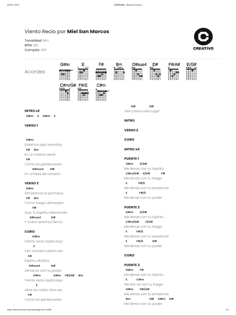 Viento Recio - D - Chart | PDF