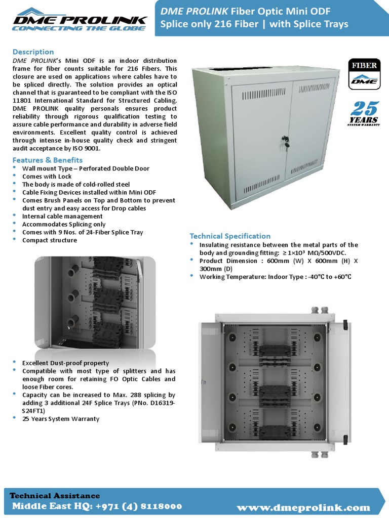 6 DME PROLINK Splice Only Mini ODF New Design Rev 2.0 | PDF | Optical ...