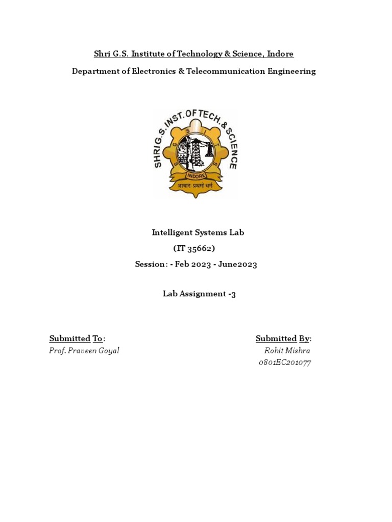 Intelligent Systems Assignment 3 Rohit Mishra 0801EC201077 | PDF
