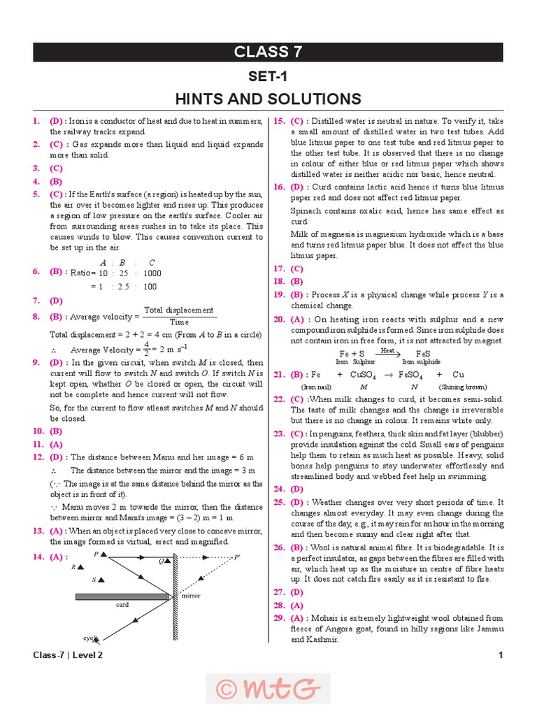 Nso Level2 Solution Class 7 Set 1 | PDF | Atrium (Heart) | Magnesium