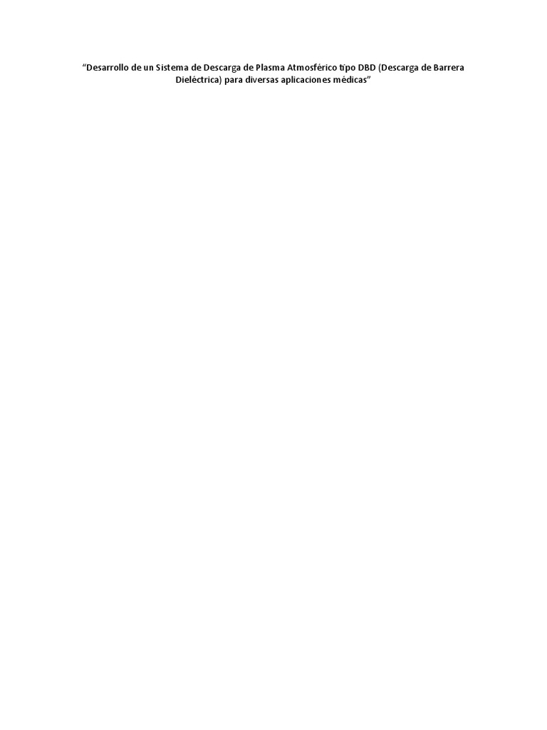 Desarrollo de Un Sistema de Descarga de Plasma Frio Tipo DBD | PDF
