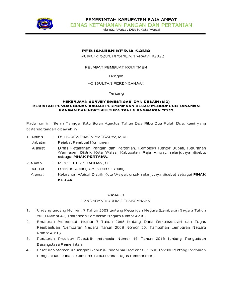 Surat Perjanjian Konsultan | PDF