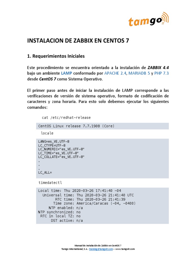LAB 3 - Instalacion de Zabbix en CentOS 7 v3 | PDF | Mi sql | Servidor HTTP Apache